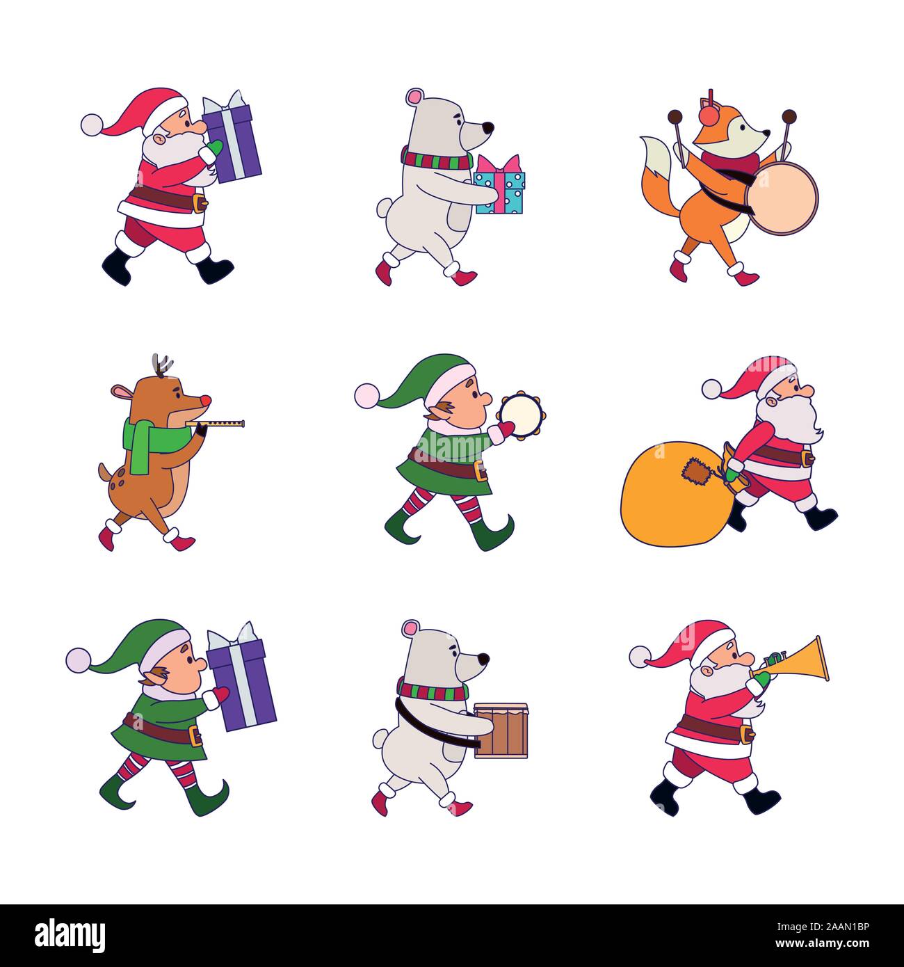 Merry christmas icon set vector design Stock Vector Image & Art - Alamy