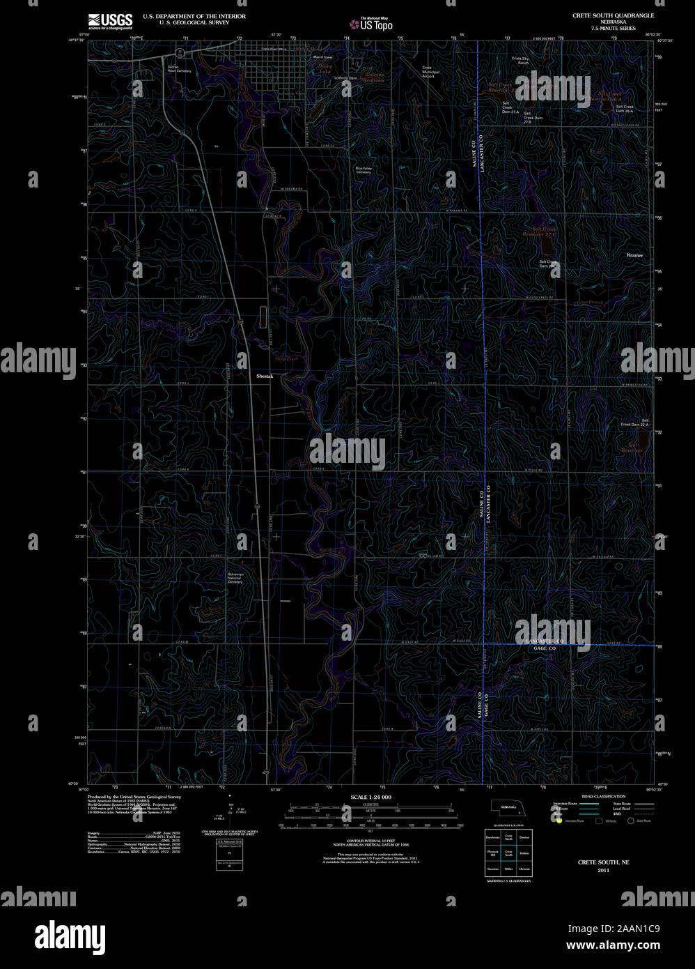 Crete nebraska map hi-res stock photography and images - Alamy