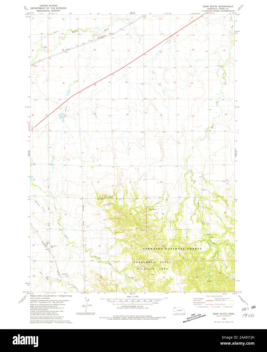 USGS TOPO Map Nebraska NE Crow Butte 316107 1980 24000 Restoration ...