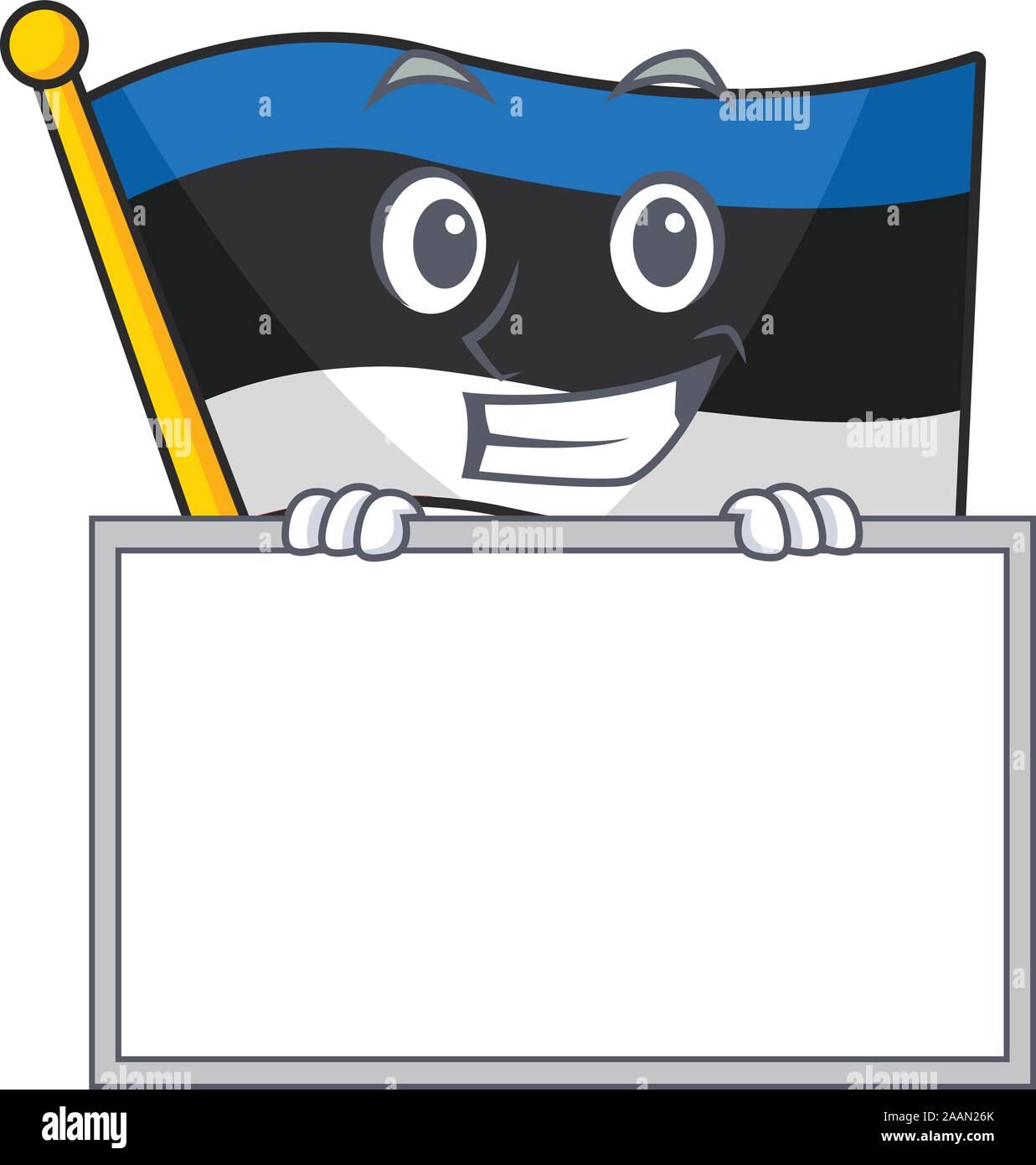 mascot cartoon style of flag estonia Grinning with board Stock Vector ...