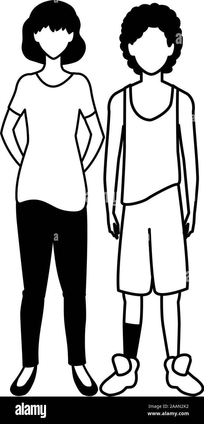couple of people faceless on white background vector illustration ...