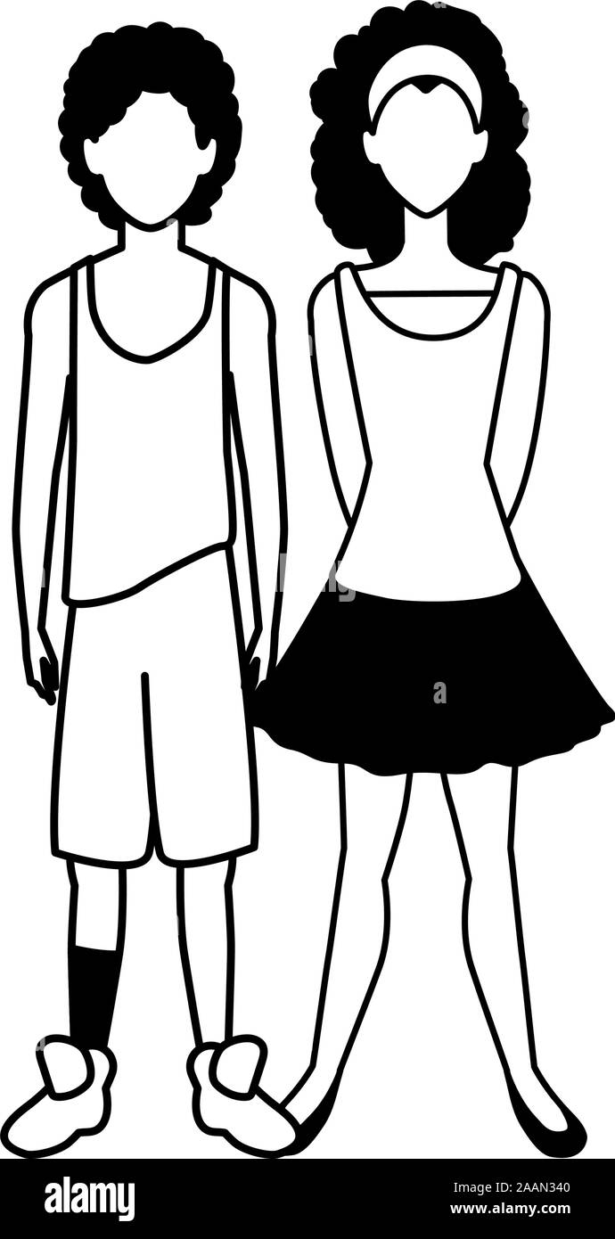 couple of people faceless on white background vector illustration ...