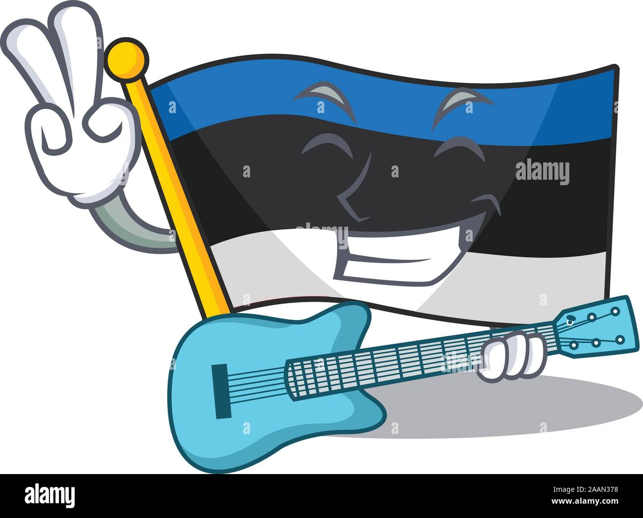 Supper cool flag estonia cartoon character performance With guitar ...