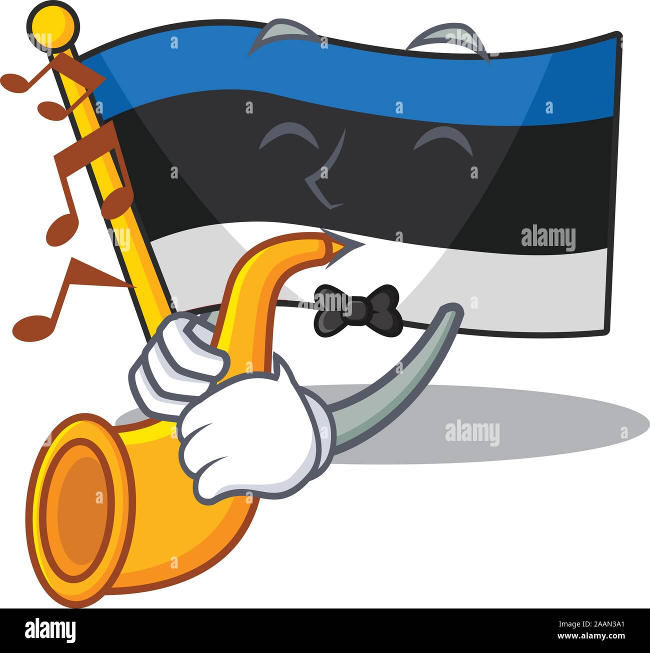 Supper cool flag estonia cartoon character performance With trumpet ...
