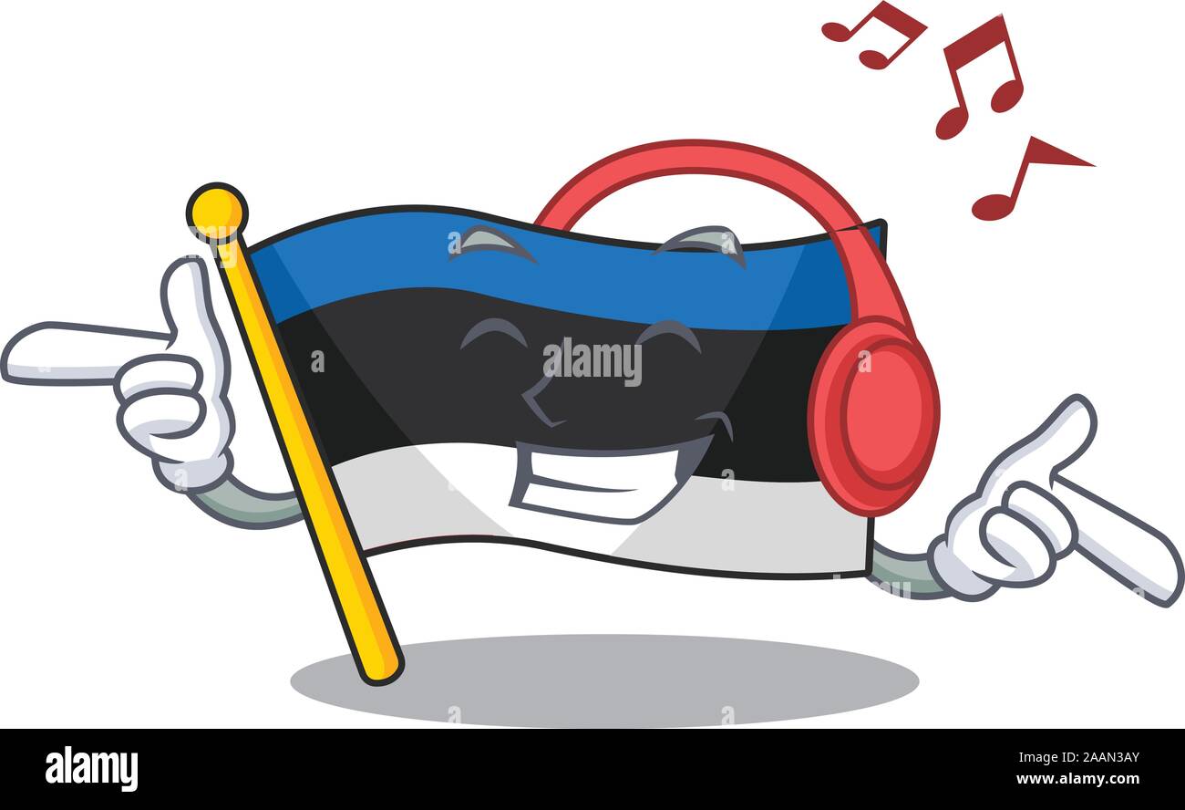 Vector illustration of flag estonia cartoon style Listening music Stock ...