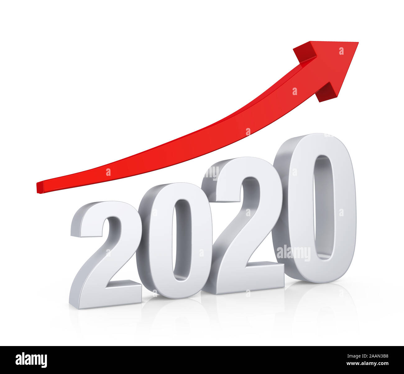 2020 with Arrow Up Isolated Stock Photo - Alamy