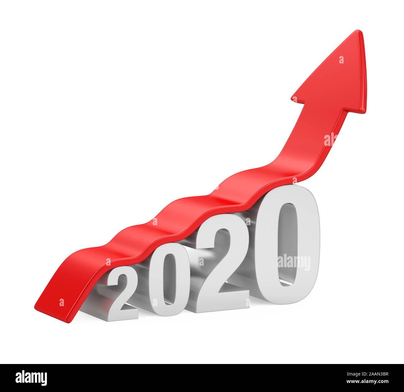 2020 with Arrow Up Isolated Stock Photo - Alamy