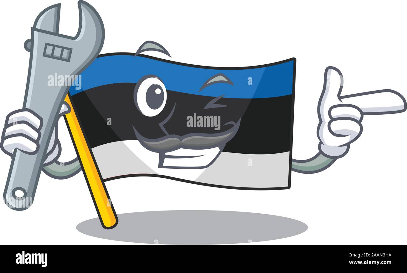 Flag estonia cartoon with in mechanic character Stock Vector Image ...