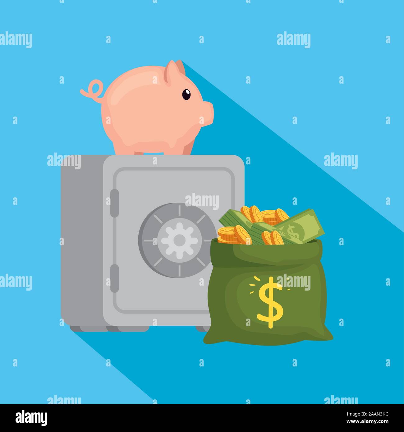 Piggy bank saving money bills Stock Vector Images - Alamy