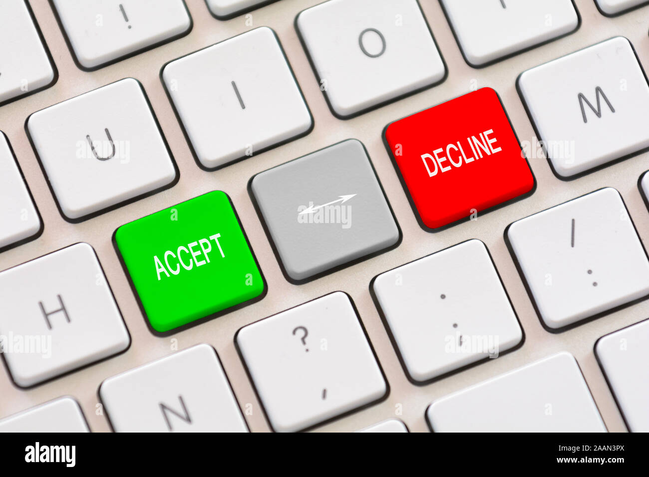 Accept or Decline choice on keyboard Stock Photo - Alamy