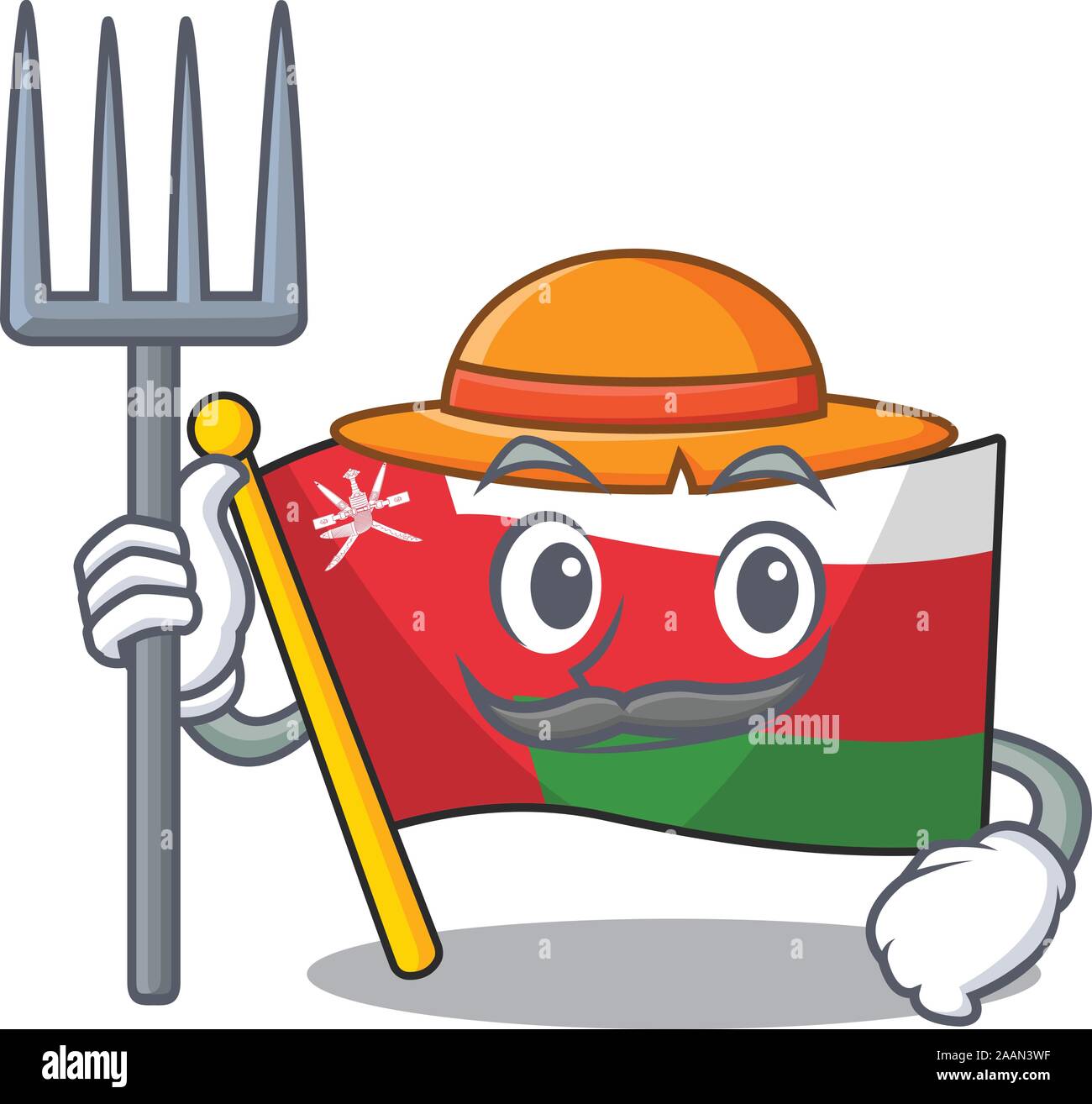 Flag oman as Farmer cartoon character with hat and tools Stock Vector ...