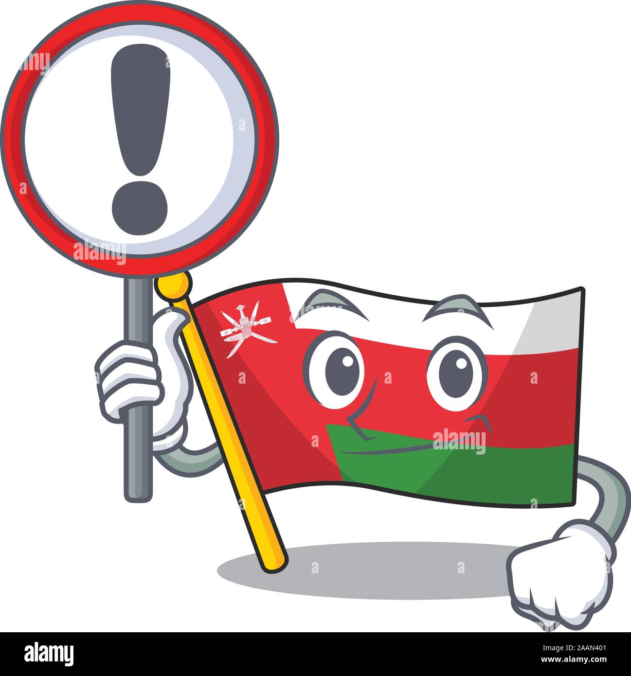 Cartoon style of flag oman With sign in his hand Stock Vector Image ...