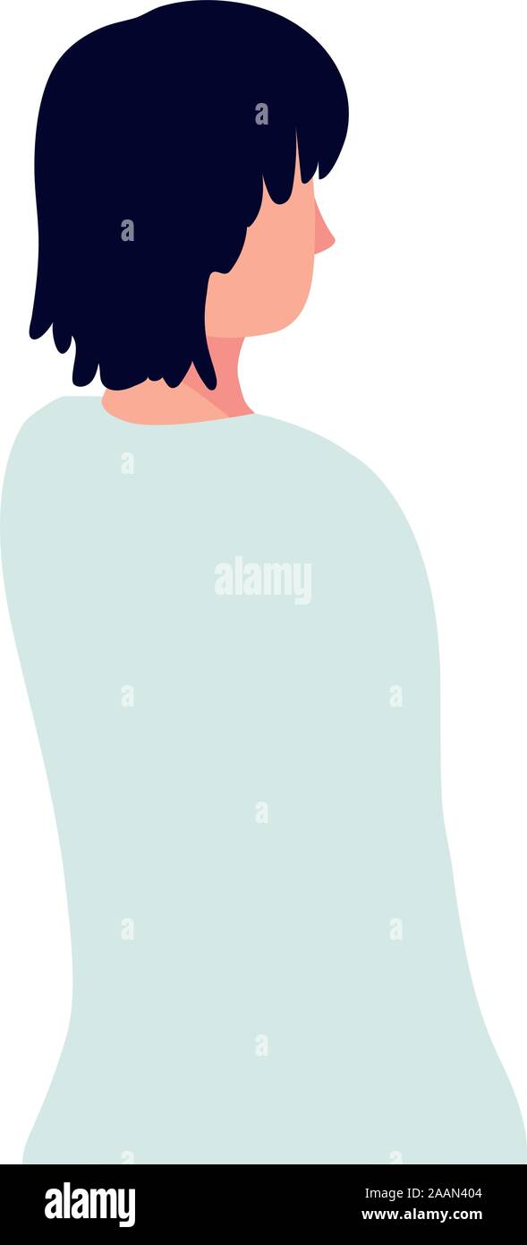 young man of back position on white background vector illustration ...