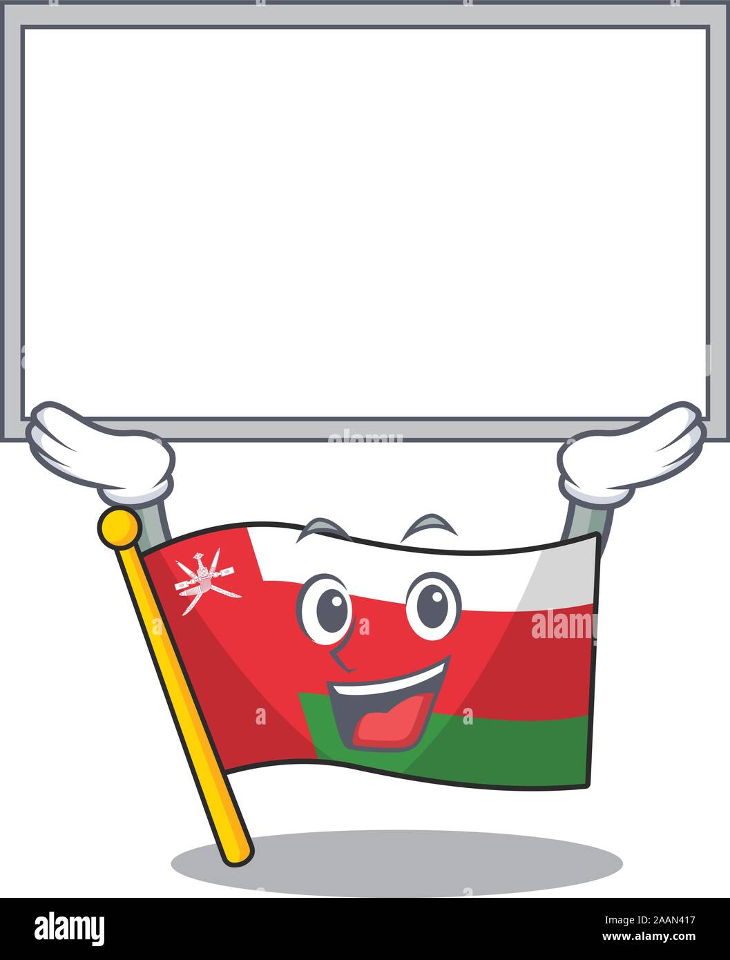 Cute flag oman cartoon style illustration Up board Stock Vector Image ...