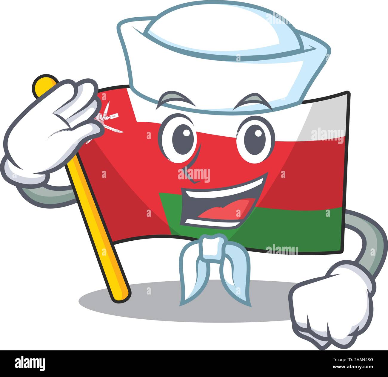 Illustration of Cute flag oman cartoon Sailor character Stock Vector ...