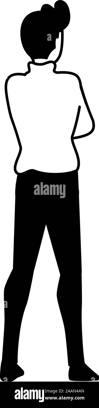 young man of back position on white background vector illustration ...