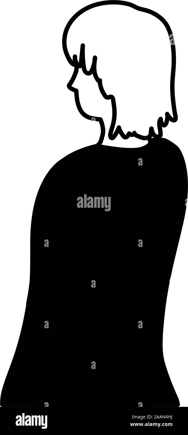 young man of back position on white background vector illustration ...