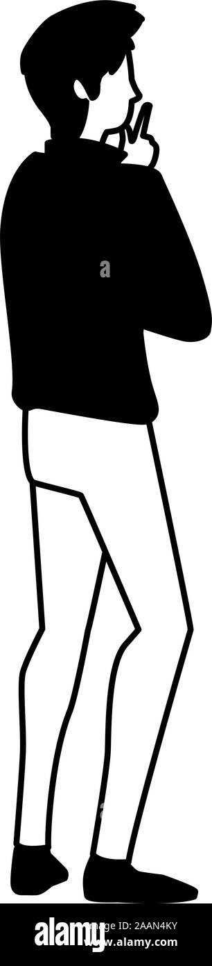 young man of back position on white background vector illustration ...