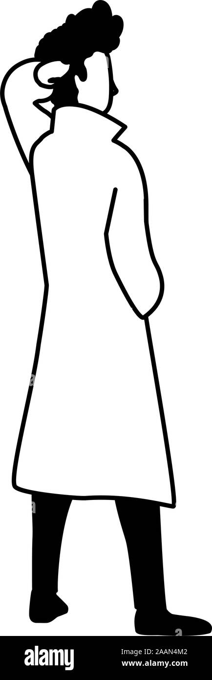 young man of back position on white background vector illustration ...