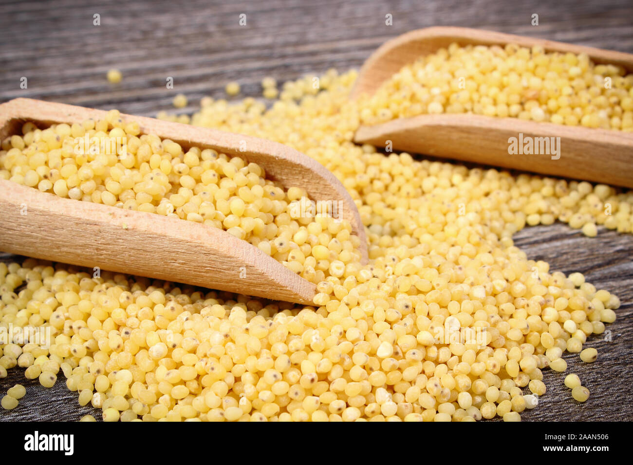 Millet groats as source natural minerals and dietary fiber. Wooden ...