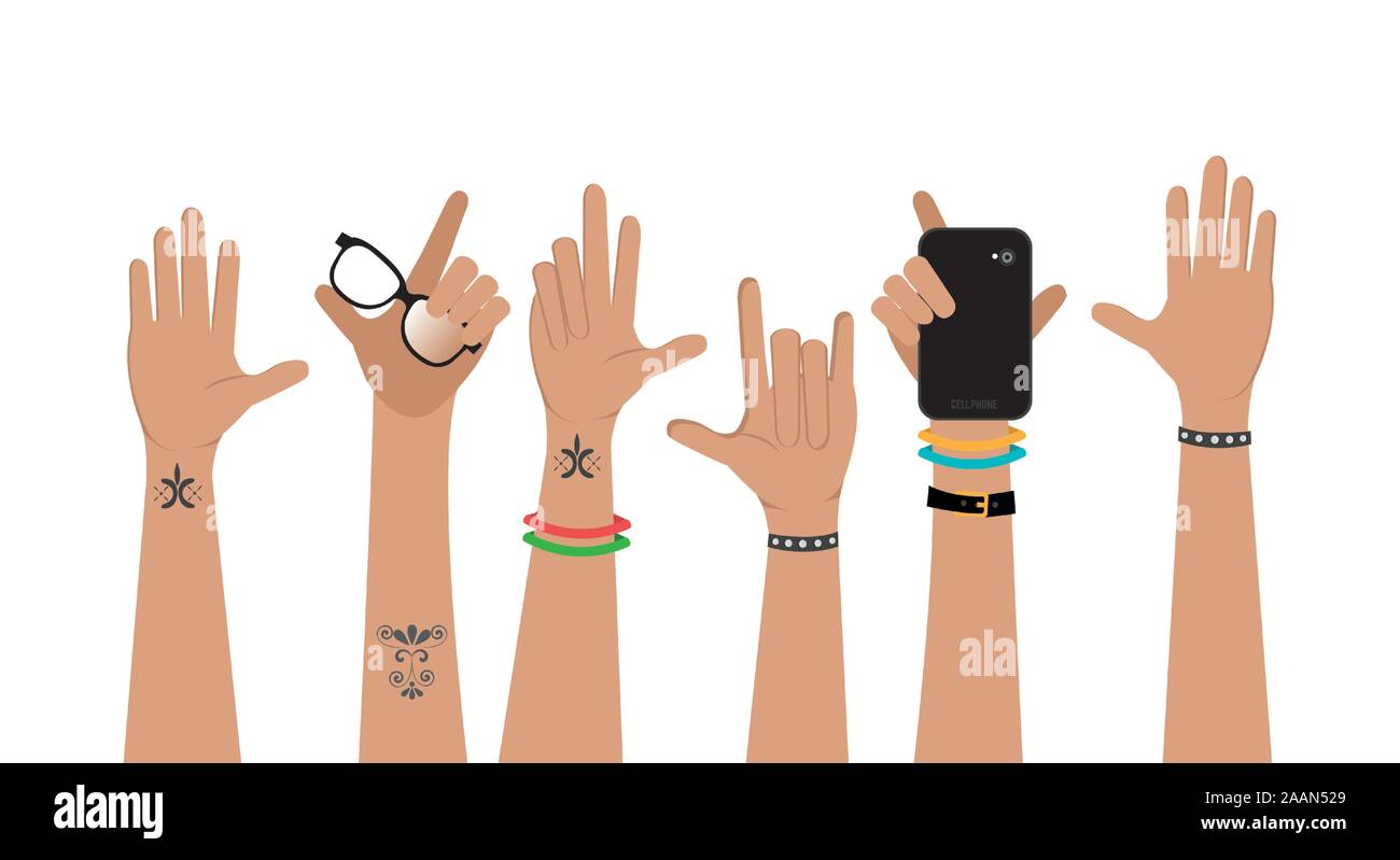set of hands punk style Stock Vector Image & Art - Alamy