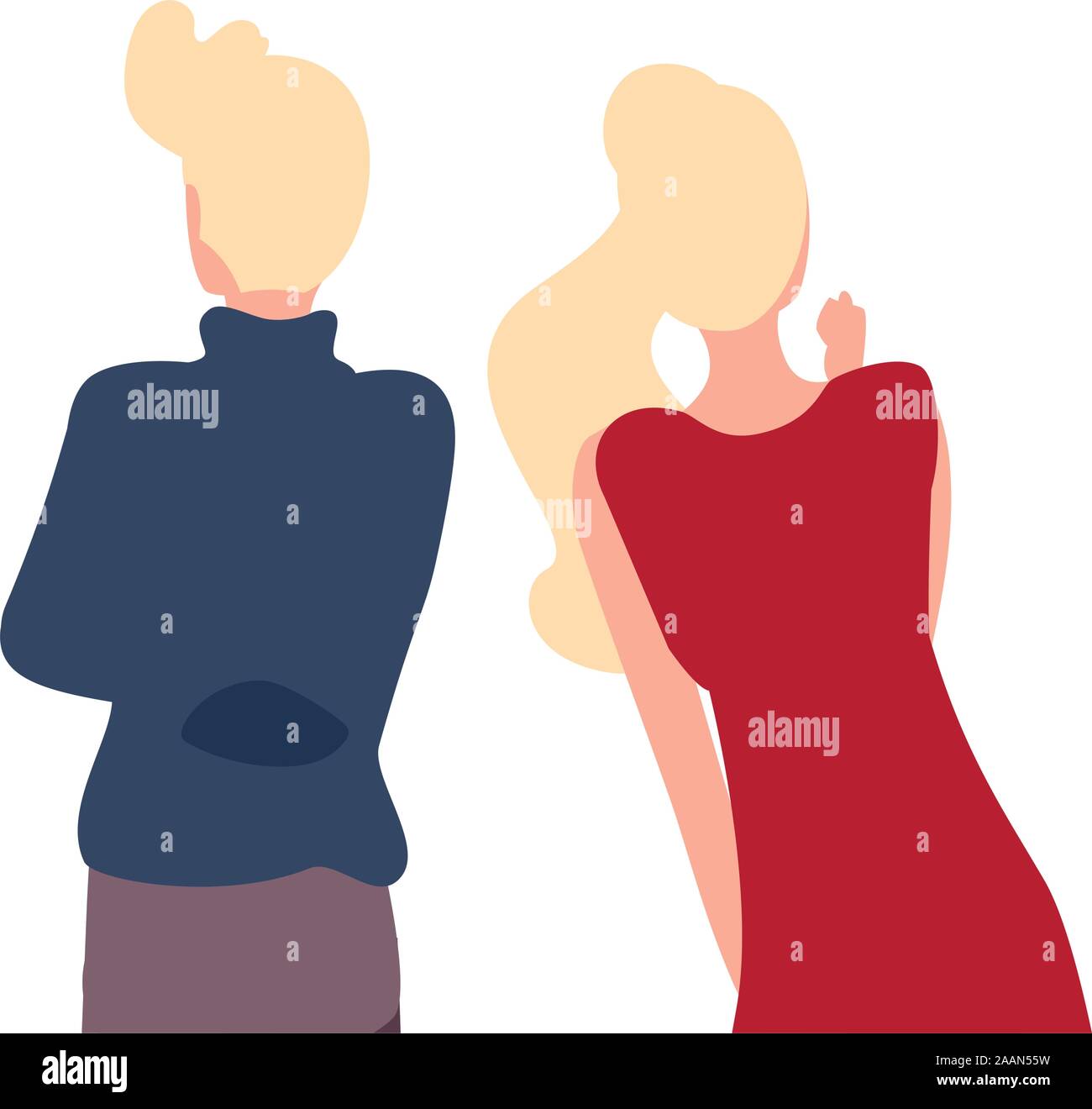 couple of people in back position on white background vector ...