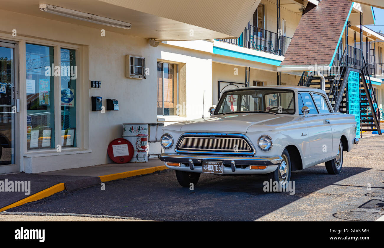 Tucumcari, New Mexico, USA. May 14, 2019. Antique Rambler two-door ...