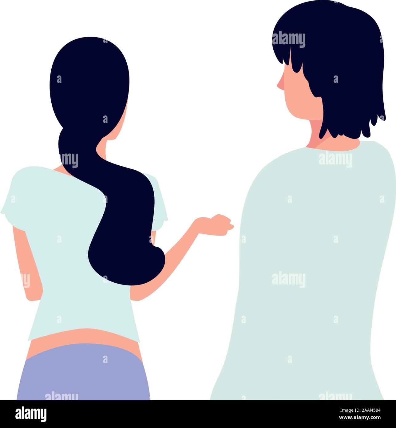couple of people in back position on white background vector ...