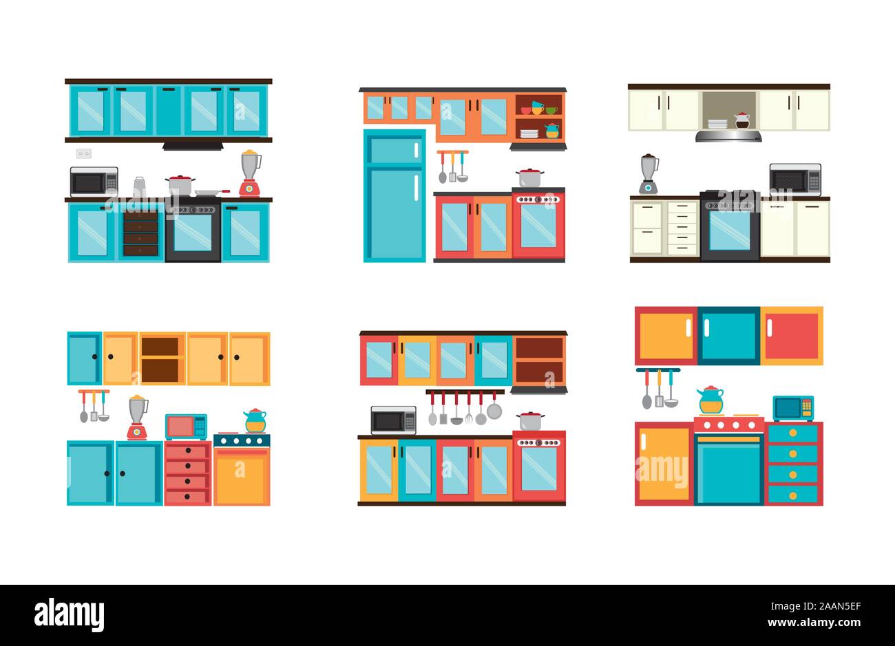 integral kitchen front scenes icons Stock Vector Image & Art - Alamy