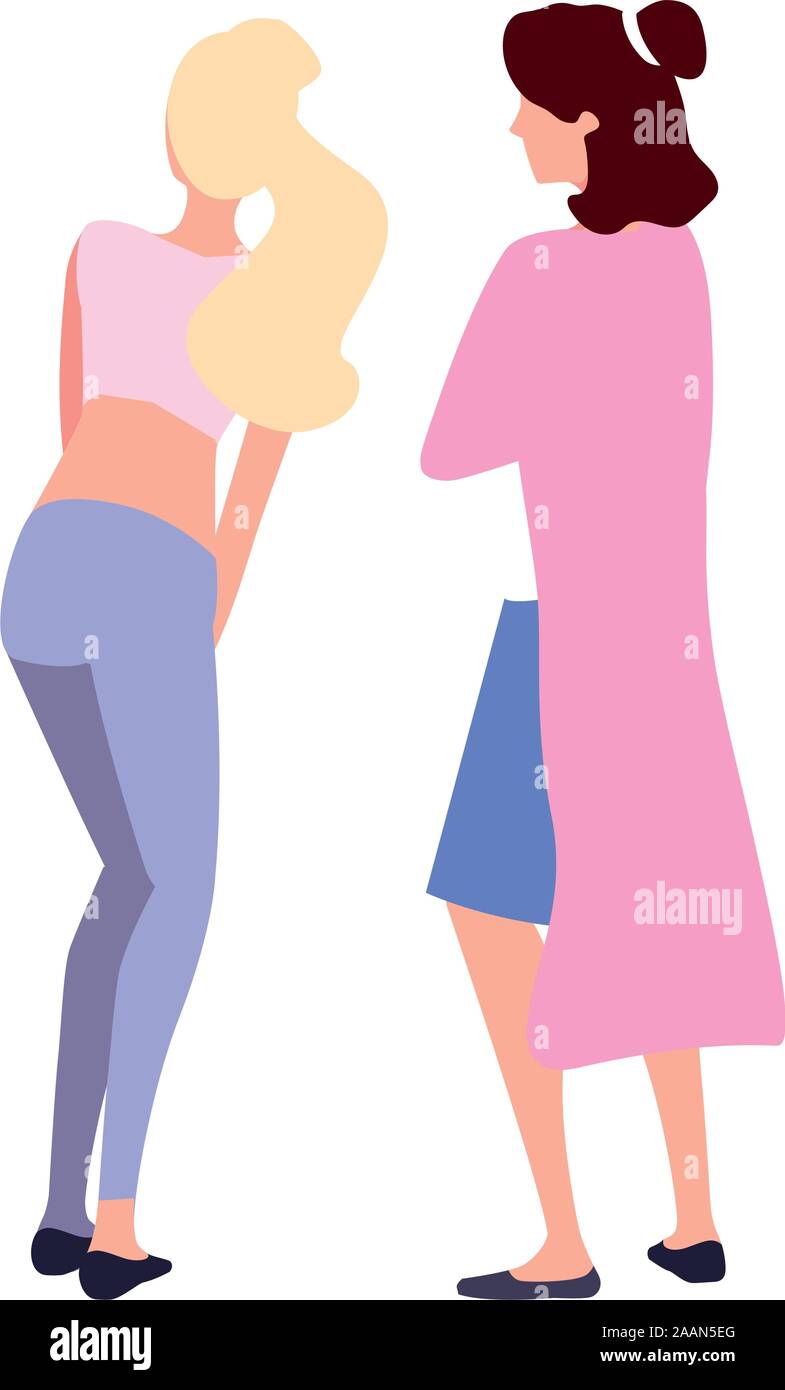 women of back position on white background vector illustration design ...