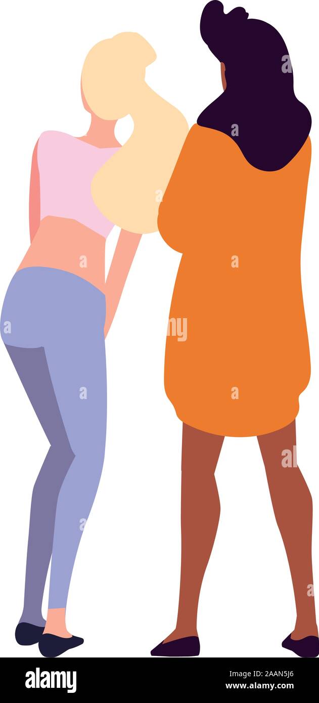 women of back position on white background vector illustration design ...