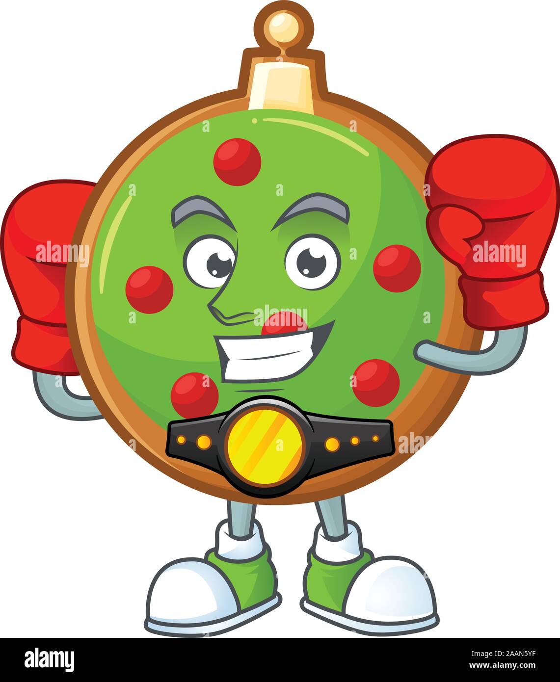 Funny christmas ball in red boxing cartoon character Stock Vector Image ...
