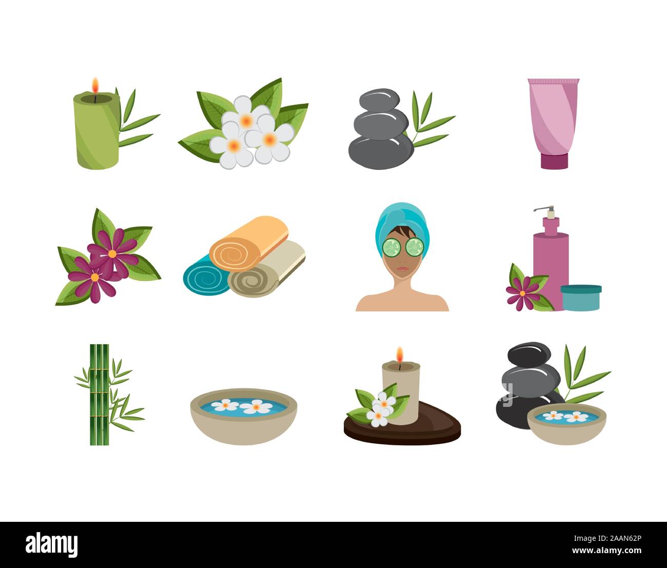 Spa set flowers care Stock Vector Images - Alamy