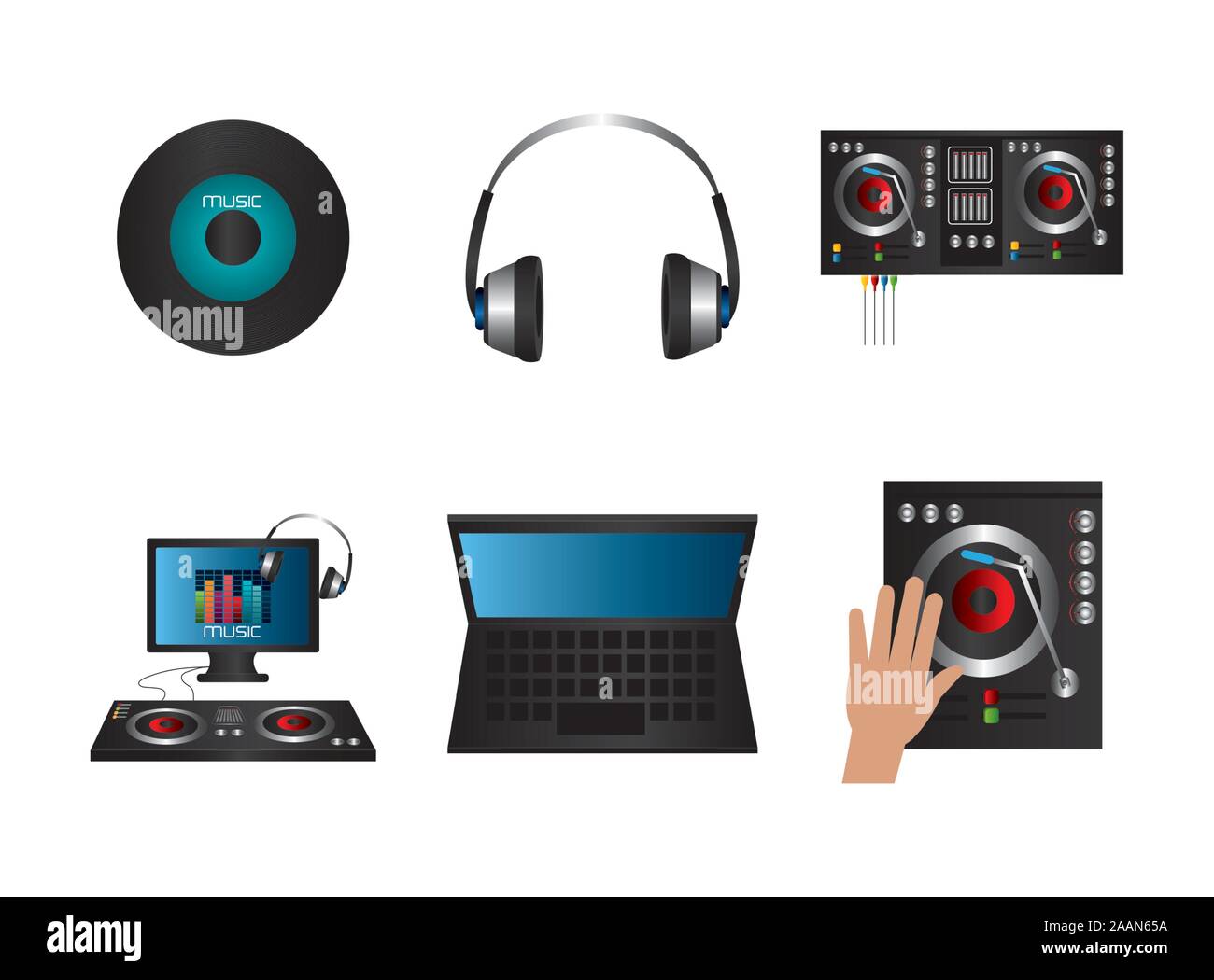 bundle dj music set icons Stock Vector Image & Art - Alamy