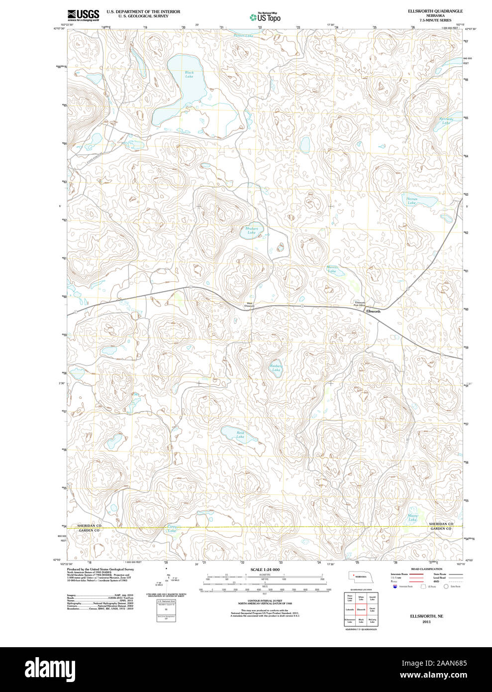Map of ellsworth nebraska Cut Out Stock Images & Pictures - Alamy