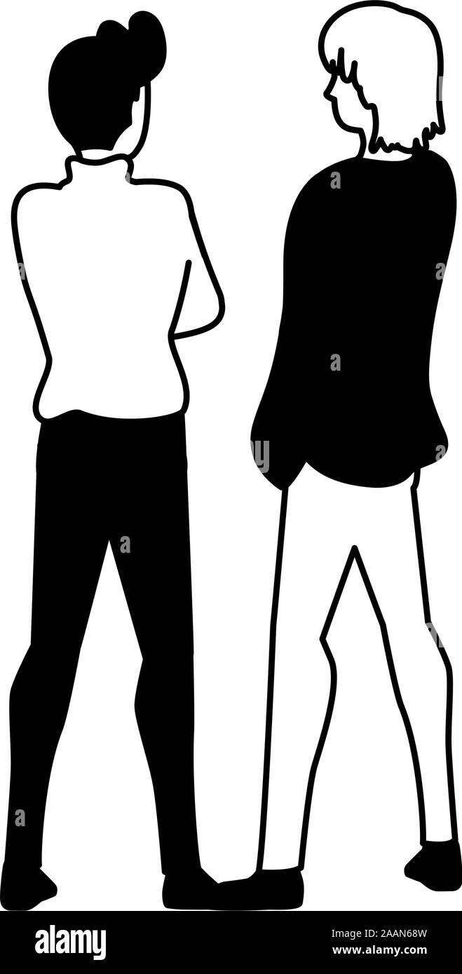 men of back position on white background vector illustration design ...
