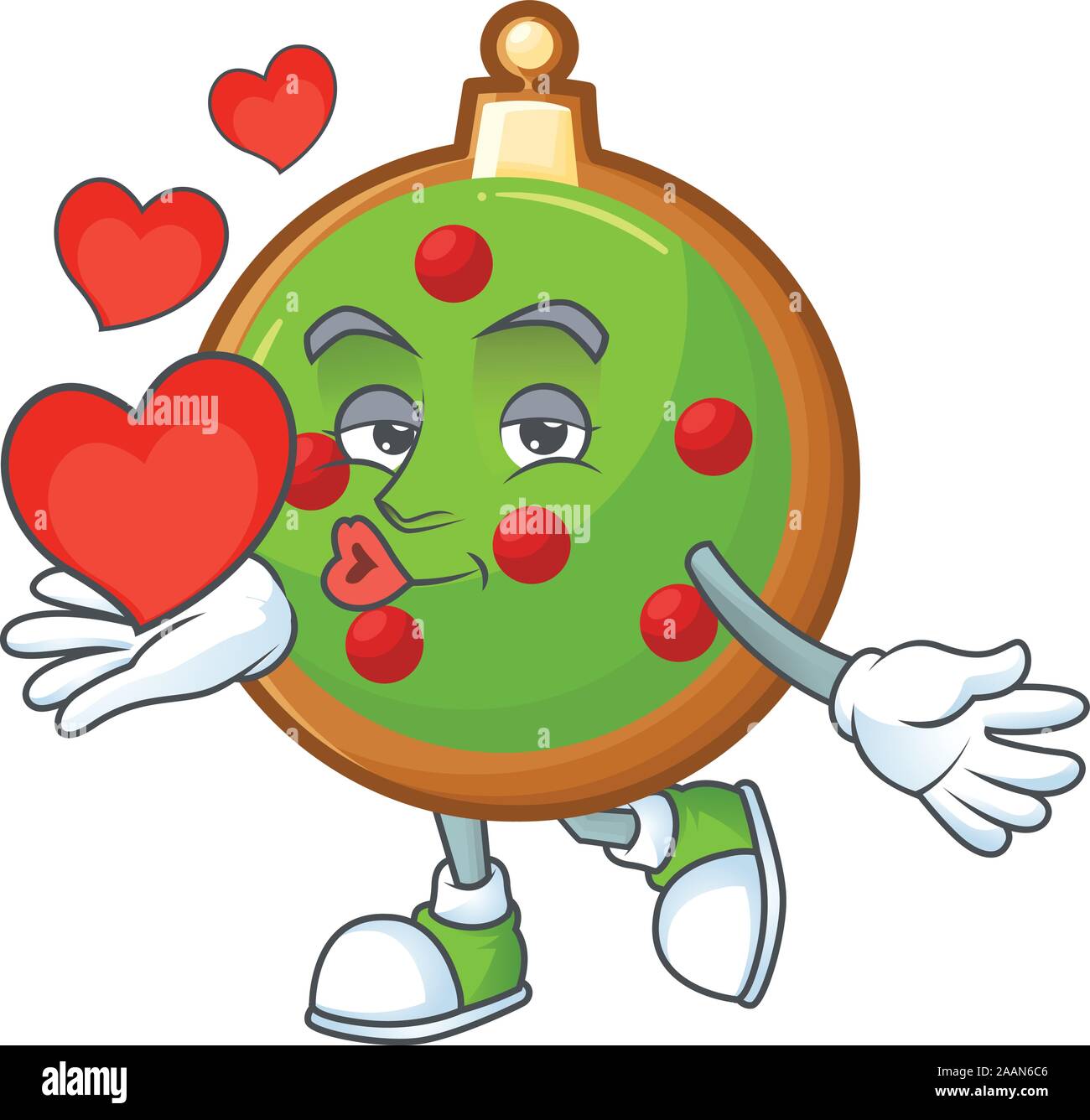 Smiling face christmas ball with heart vector illustration Stock Vector ...