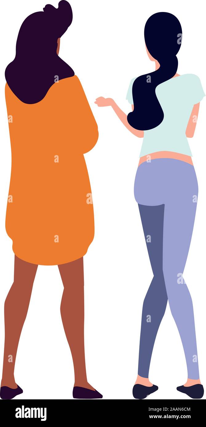 women of back position on white background vector illustration design ...