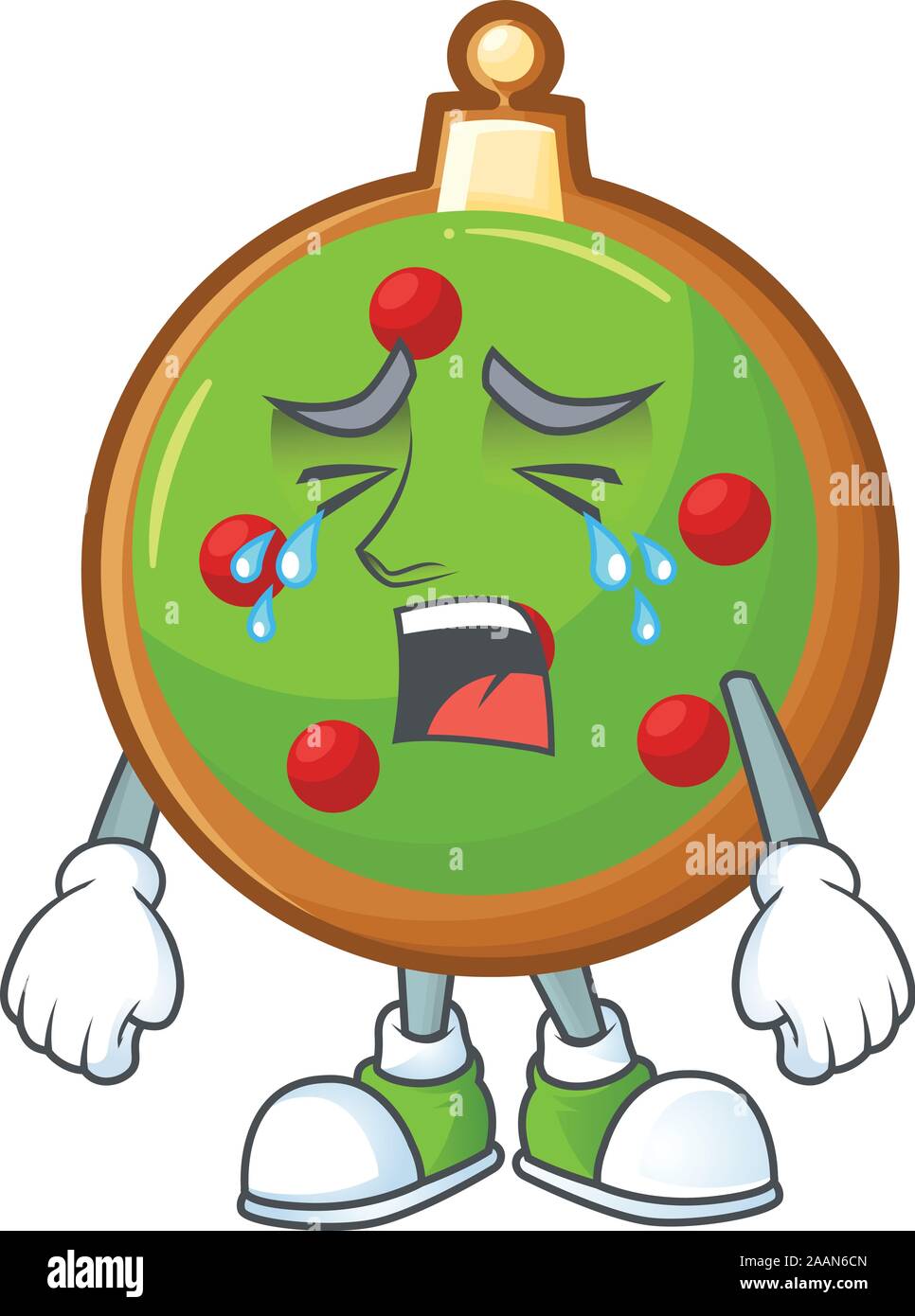 Sad crying christmas ball cartoon style vector illustration Stock ...