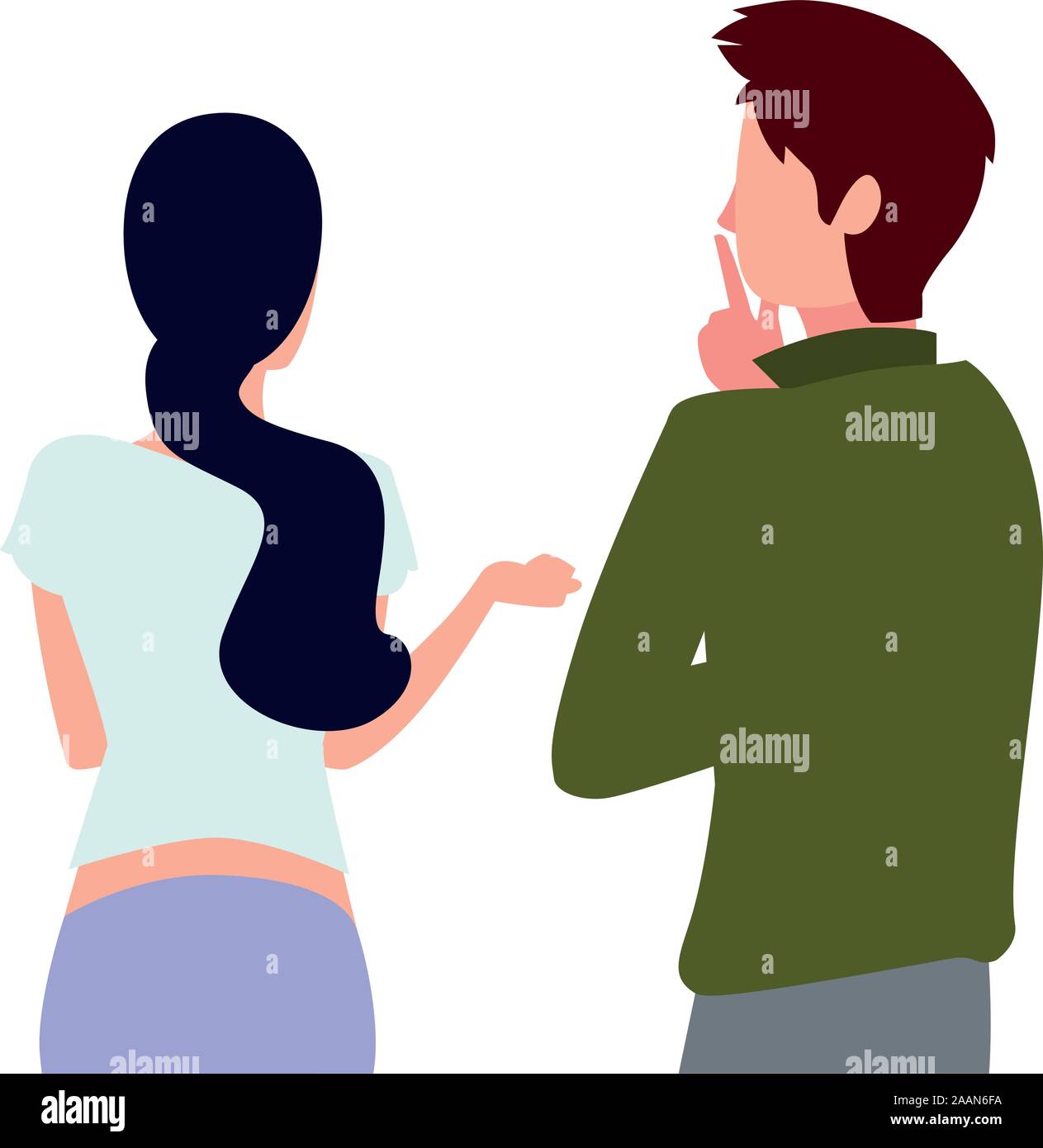 couple of people in back position on white background vector ...