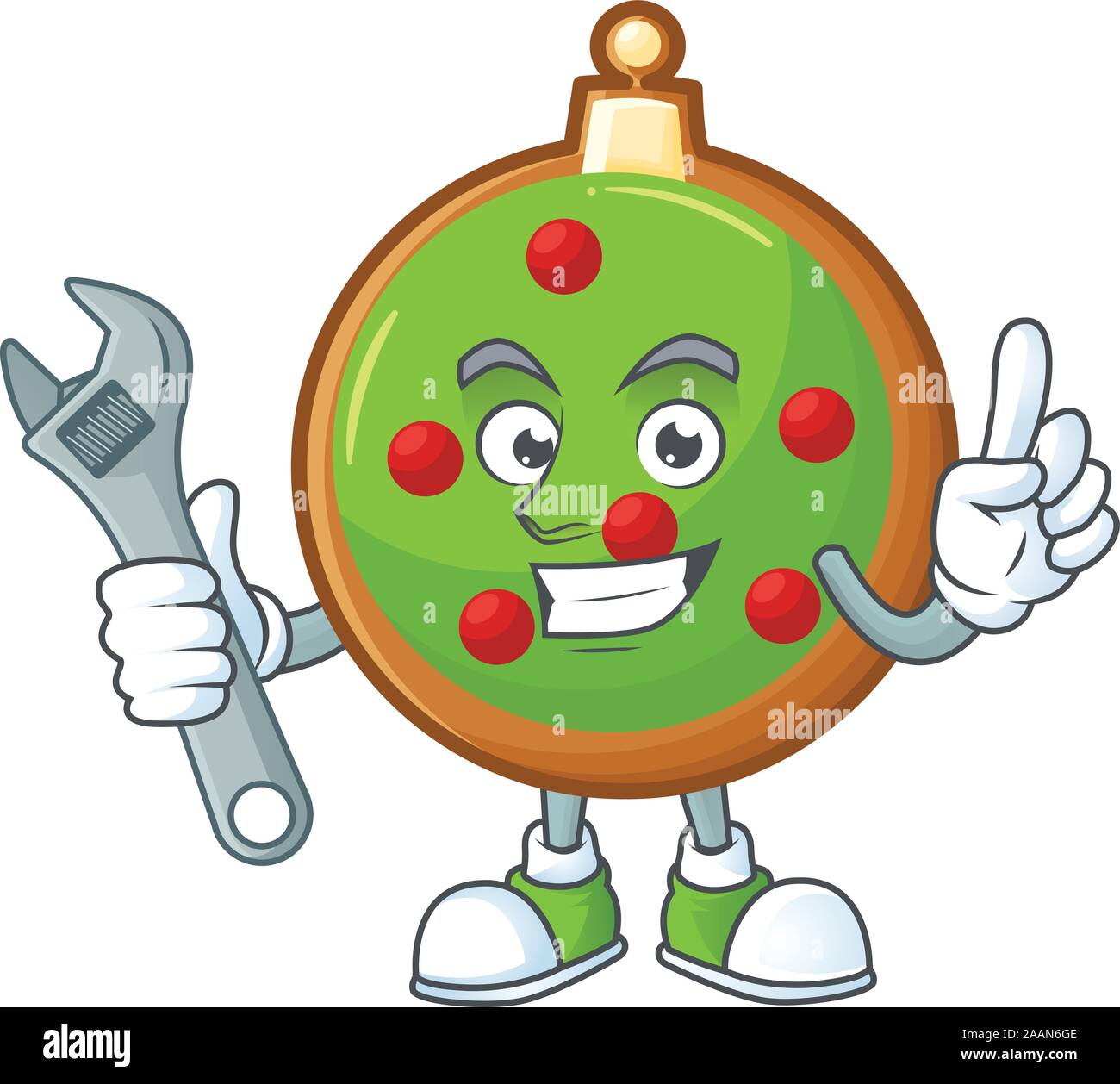 Mascot a mechanic in christmas ball cartoon Stock Vector Image & Art ...