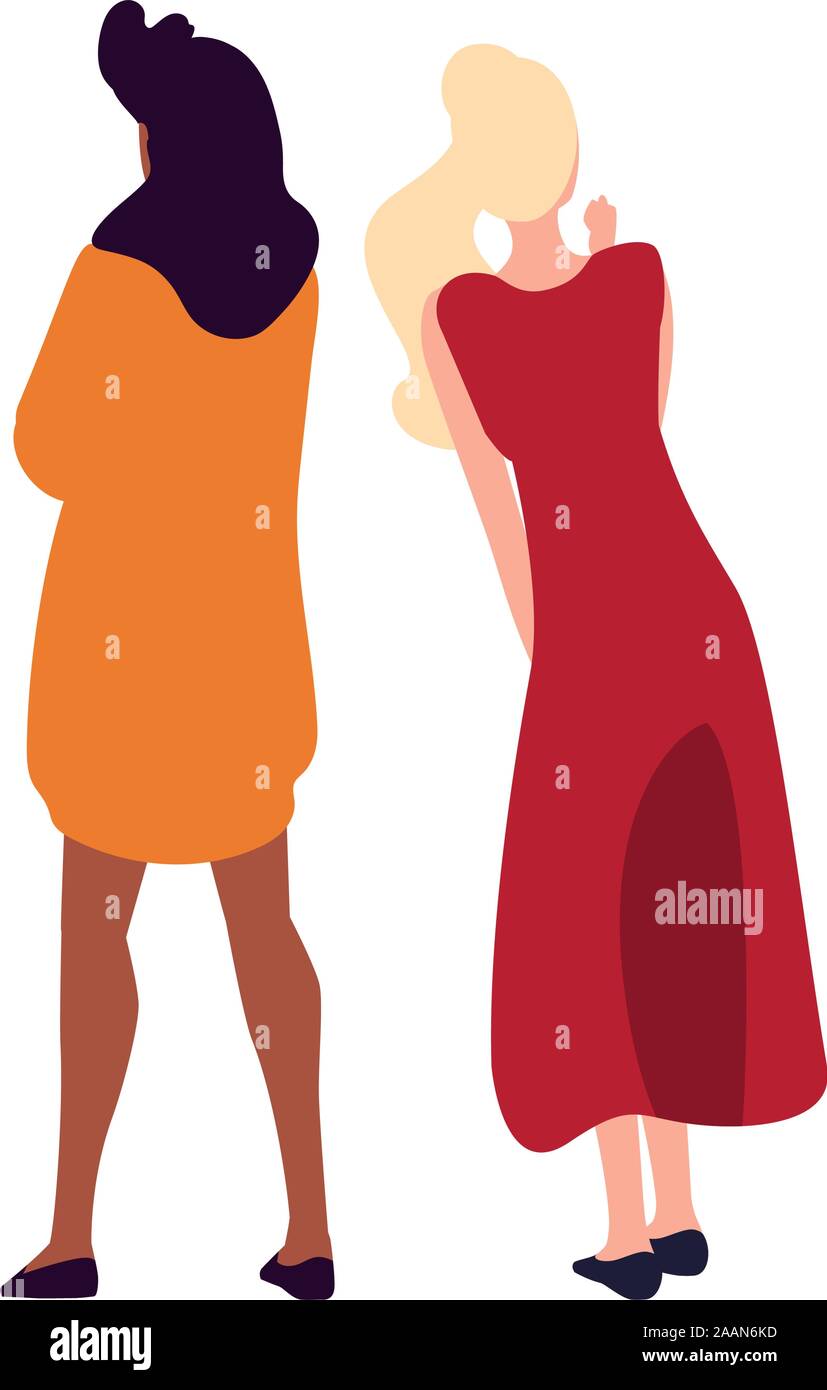 women of back position on white background vector illustration design ...