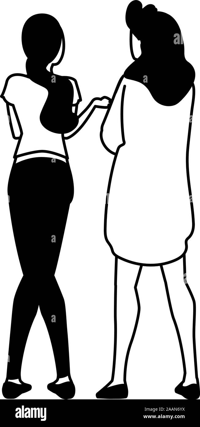 women of back position on white background vector illustration design ...