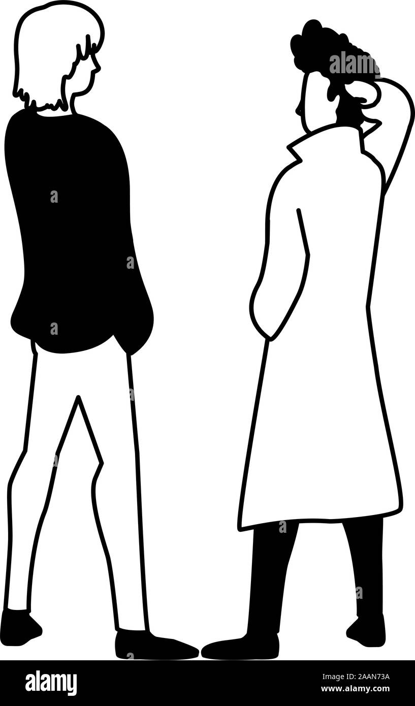 men of back position on white background vector illustration design ...