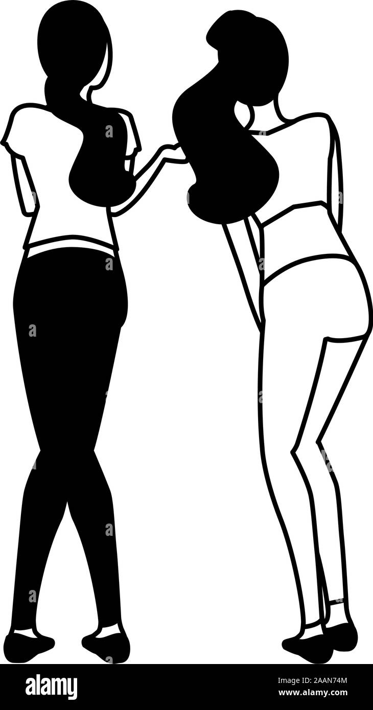 women of back position on white background vector illustration design ...