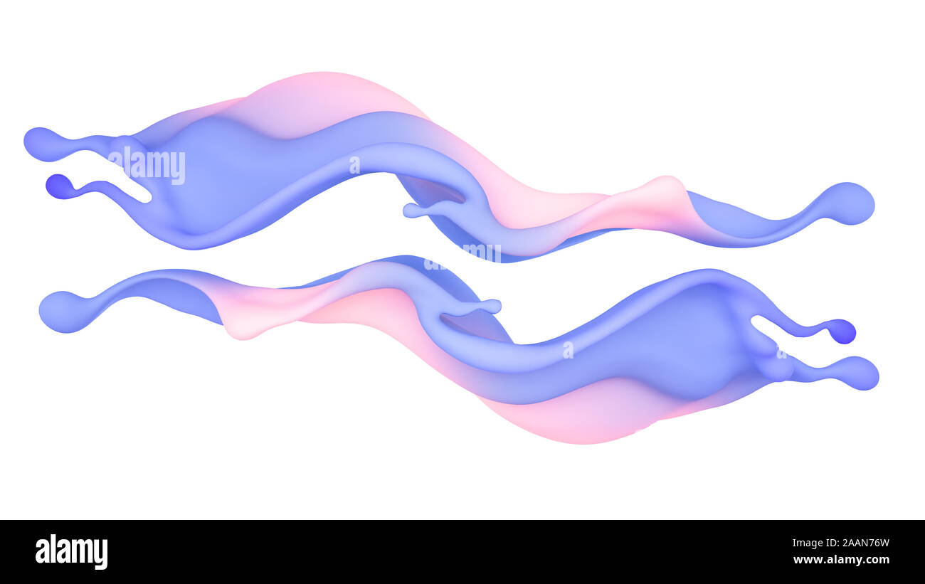 Beautiful multi-color splash of liquid . 3D illustration, 3D ...