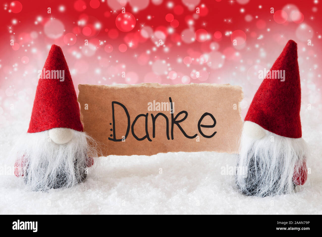 Sign With German Calligraphy Danke Means Thank You. Santa Claus With ...