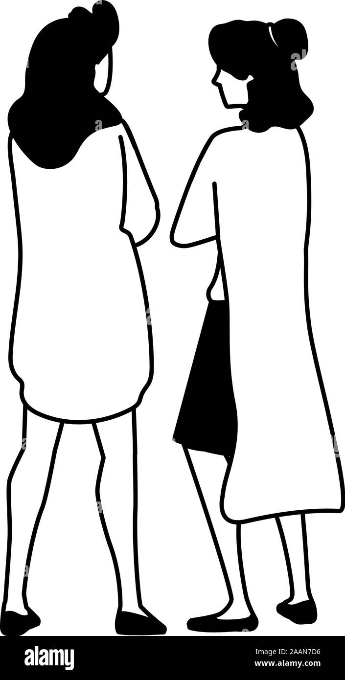 women of back position on white background vector illustration design ...