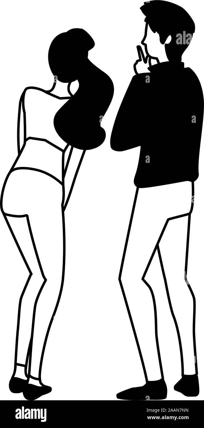 couple of people in back position on white background vector ...