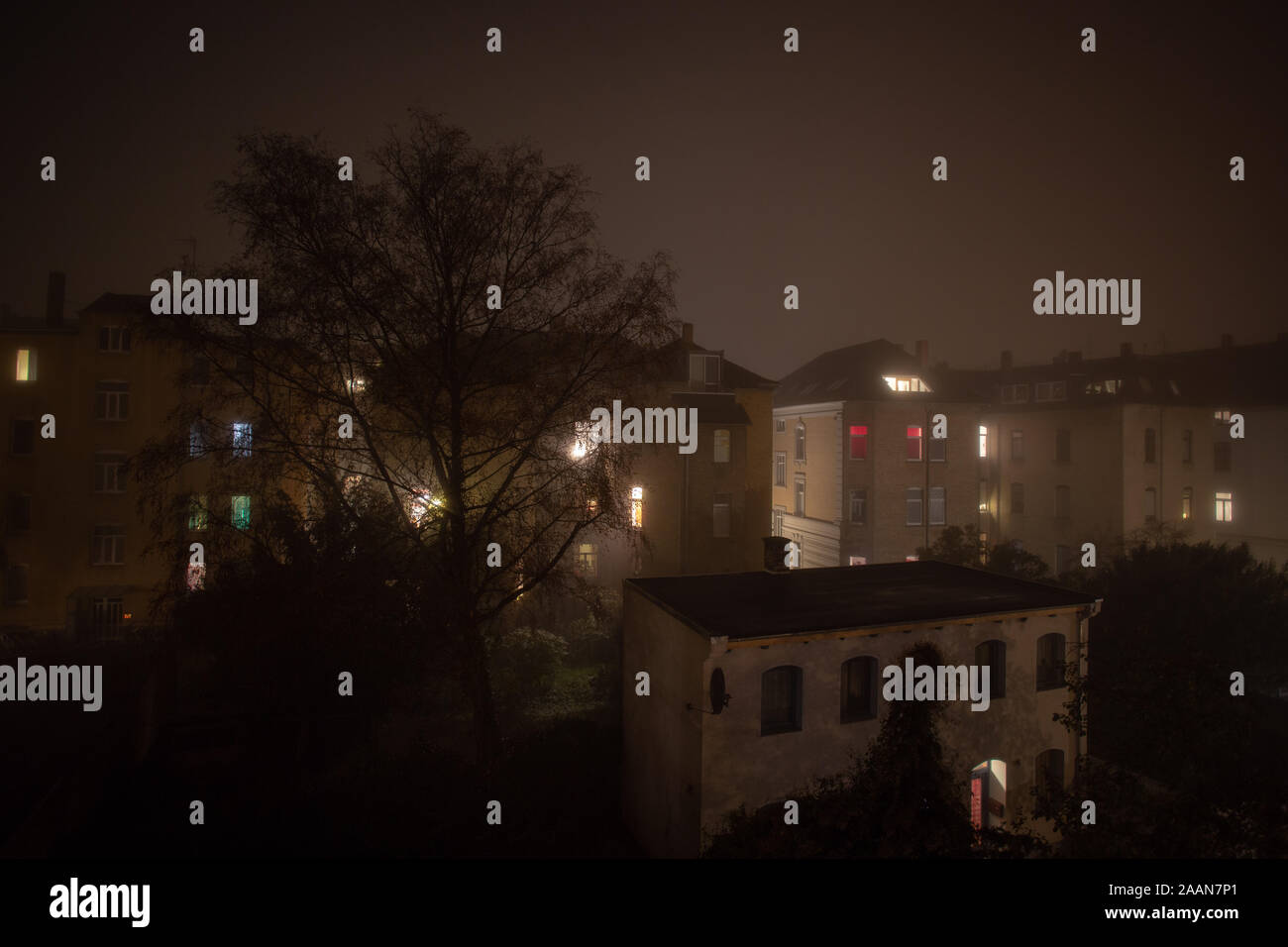 Backyard At Night With Lights High Resolution Stock Photography and ...
